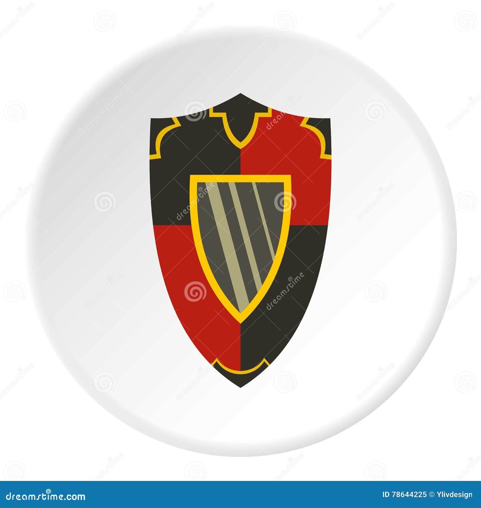 Steel Military Shield Icon, Flat Style Stock Vector - Illustration of ...