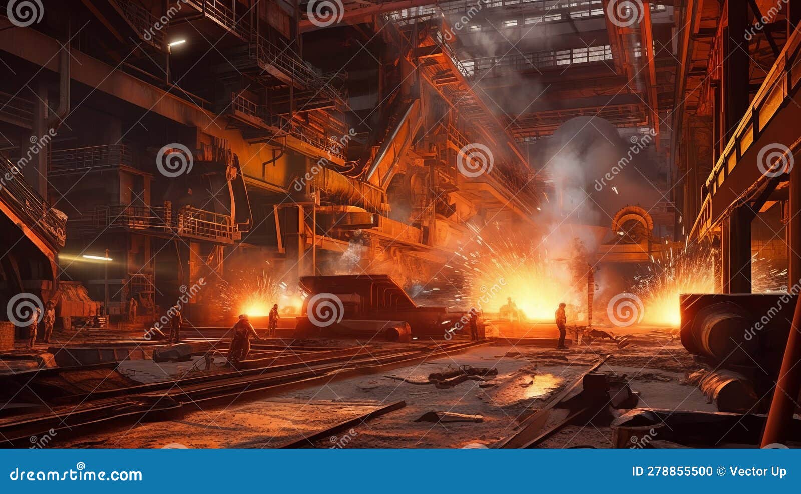 Red Hot Steel Mill Line Production Of Steel Factory Royalty-Free Stock ...