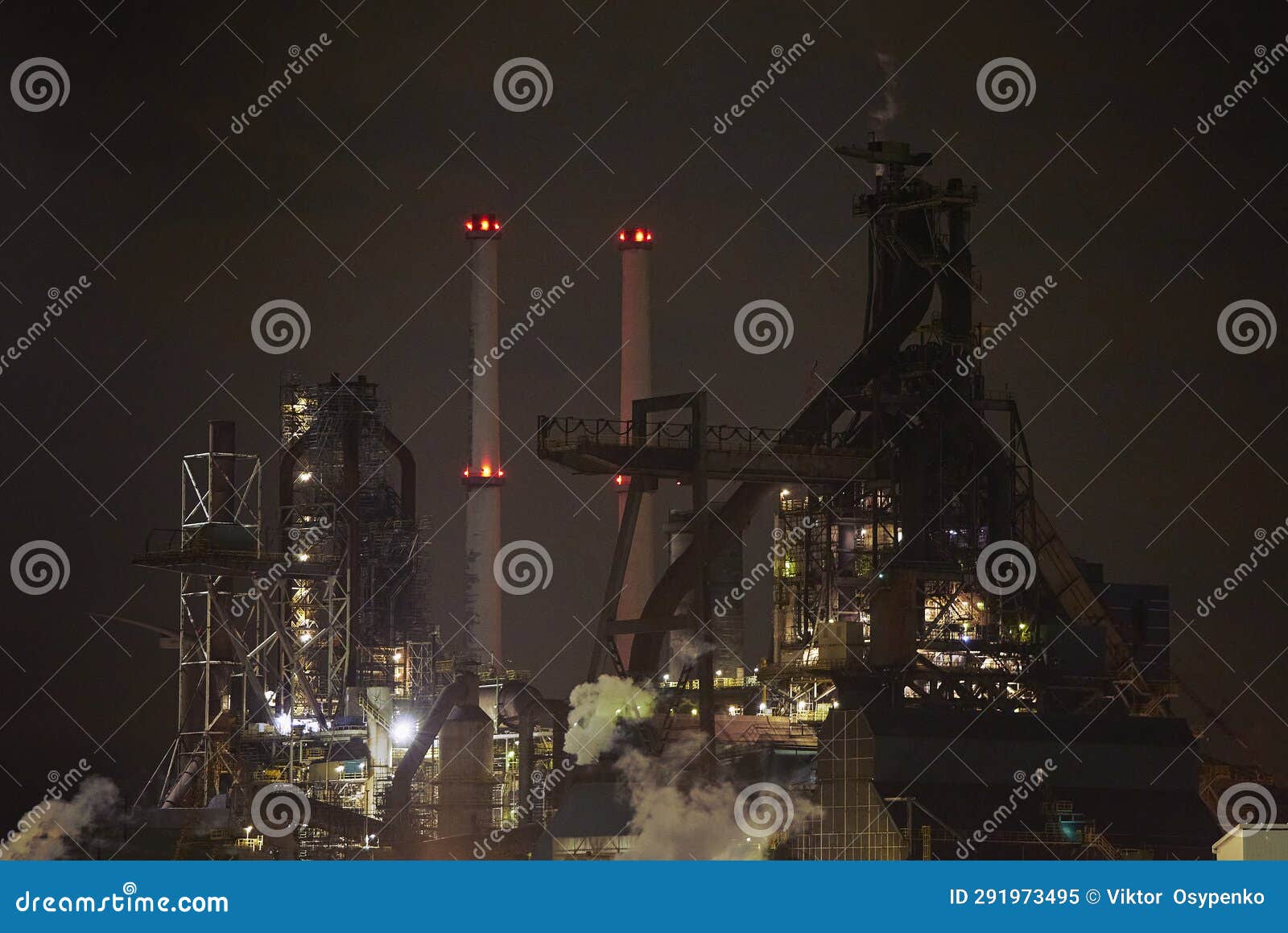 Steel Mill in the Netherlands at Night Stock Image - Image of ...