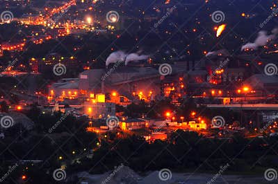 Steel mill at night stock photo. Image of furnace, high - 20105020