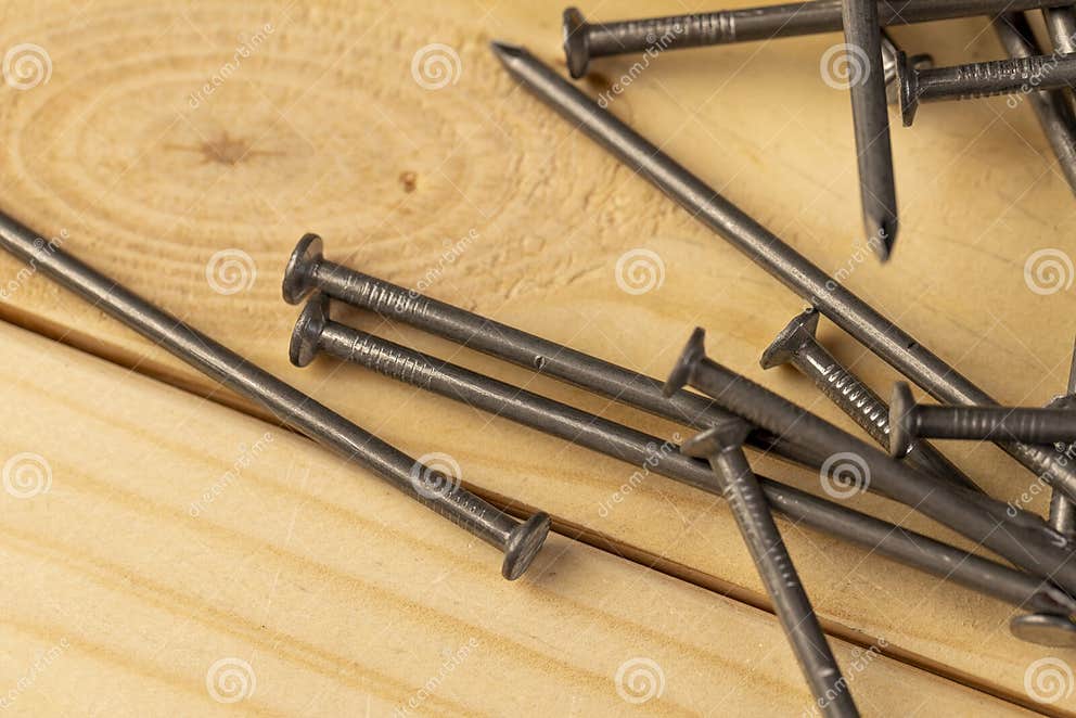 Nails Made of Steel for Working with Wooden Objects Stock Photo - Image ...