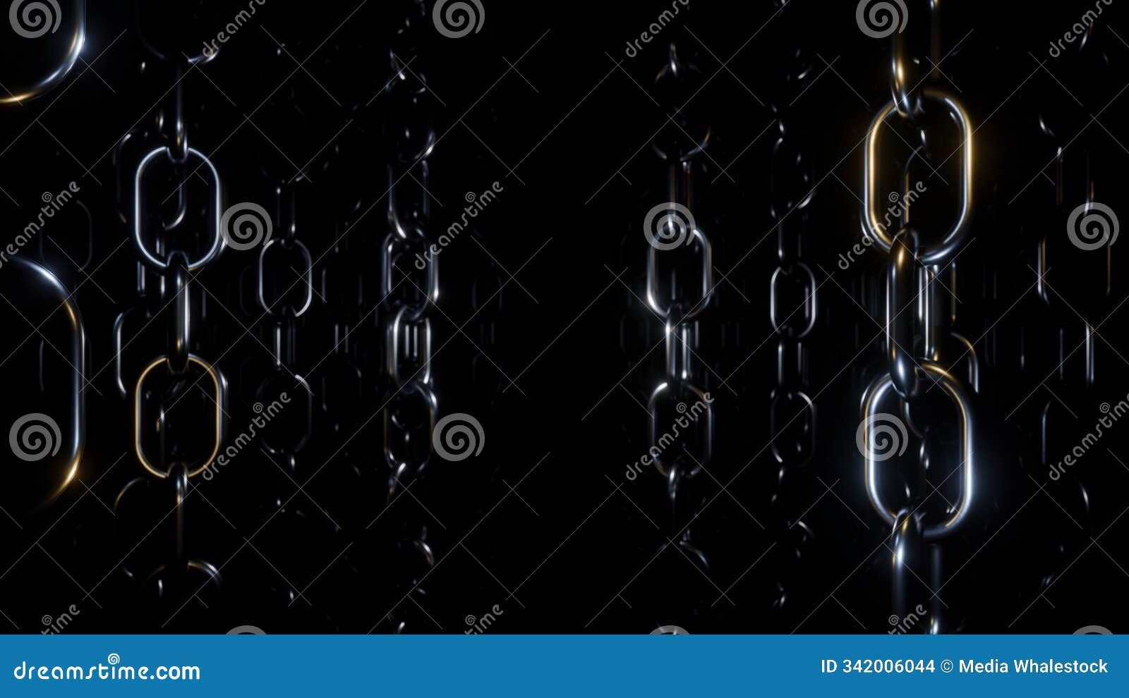 Steel Narrow Chains Hanging on a Black Background. Design. Many Chains ...
