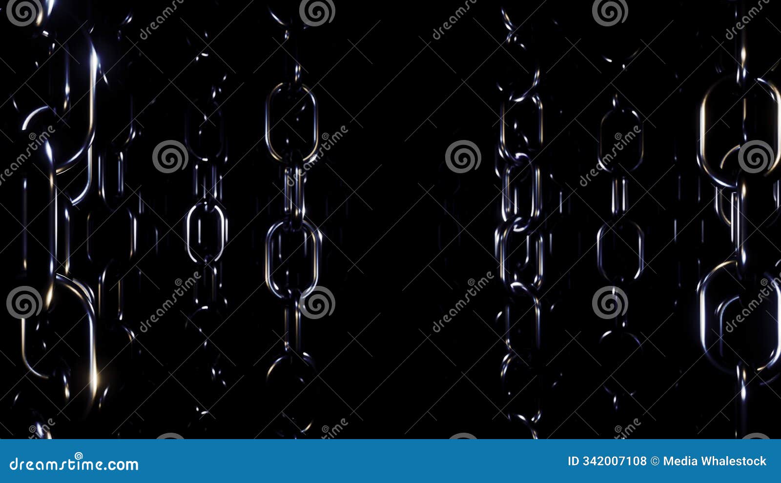 Steel Narrow Chains Hanging on a Black Background. Design. Many Chains ...