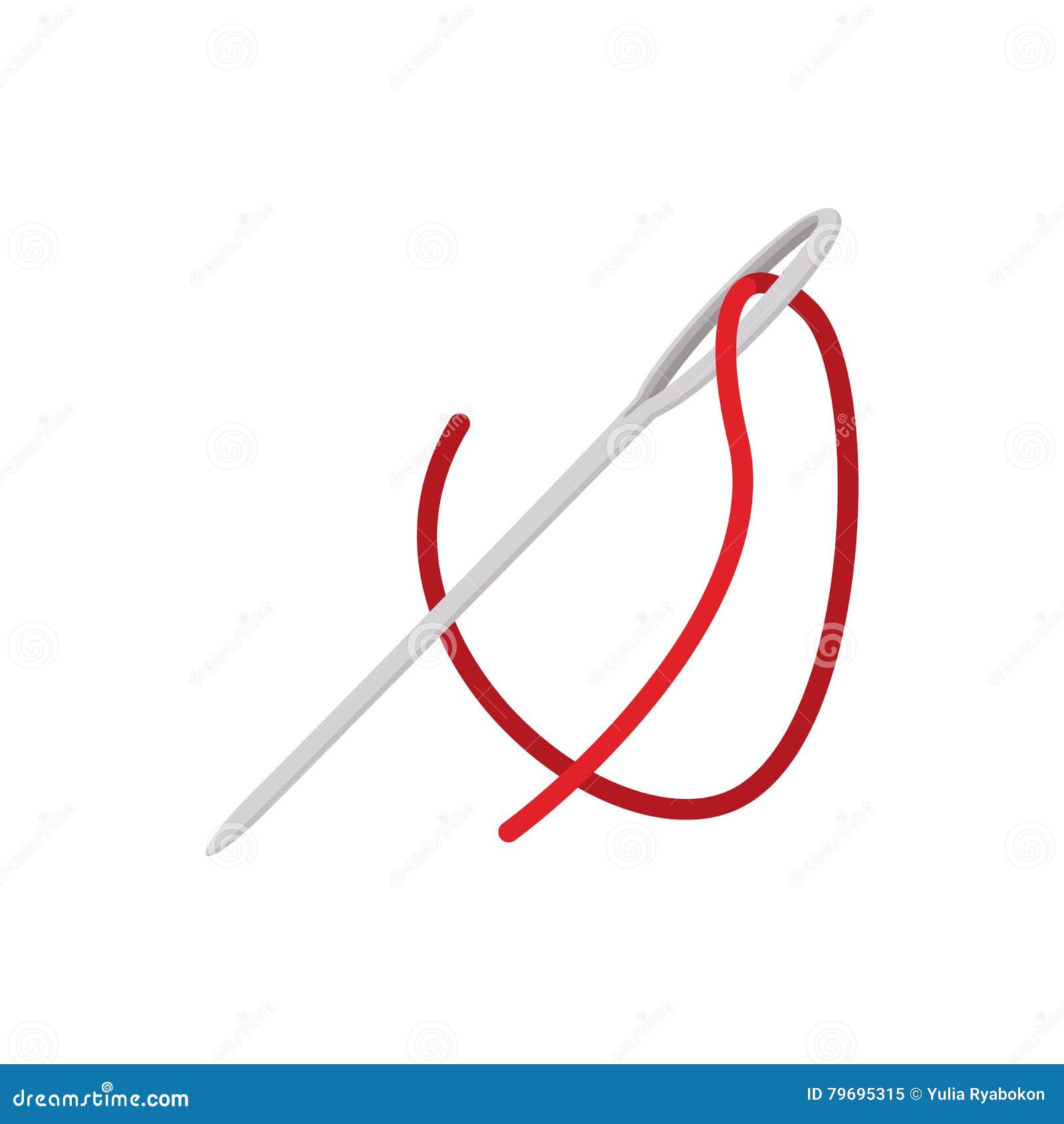 Steel Needle with Red Thread Cartoon Icon Stock Vector - Illustration ...