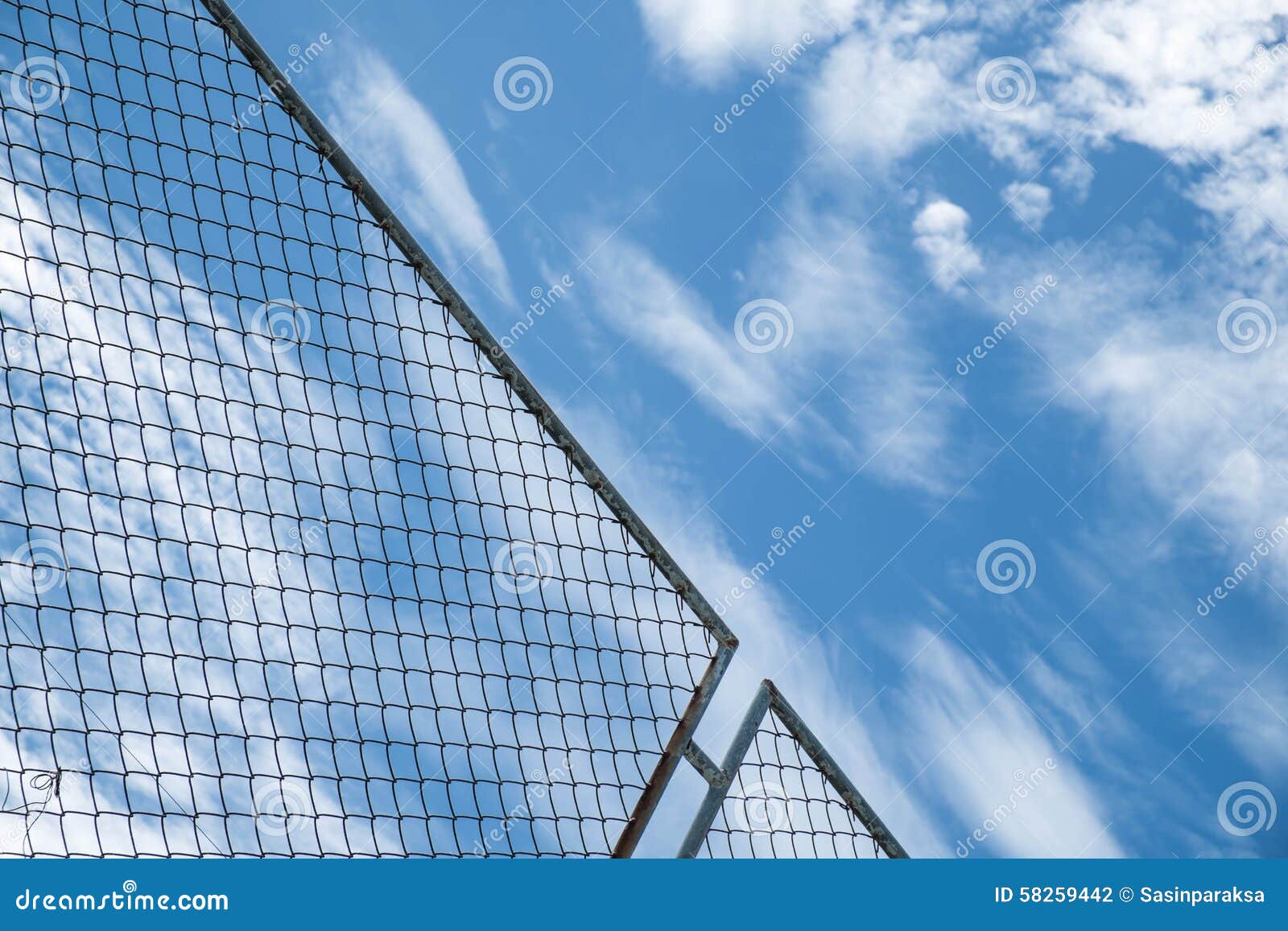 Steel Net Fence Against Blue Sky Stock Photo - Image of panel, barbed ...