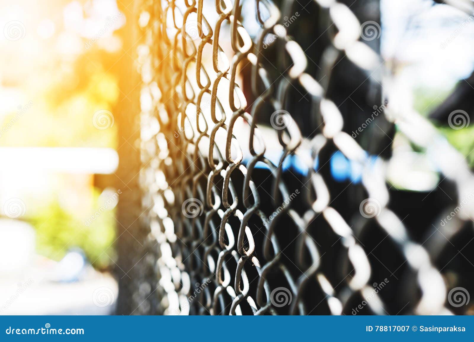 Steel Net Fence Perspective View, Selective Focus with Shallow Depth of ...