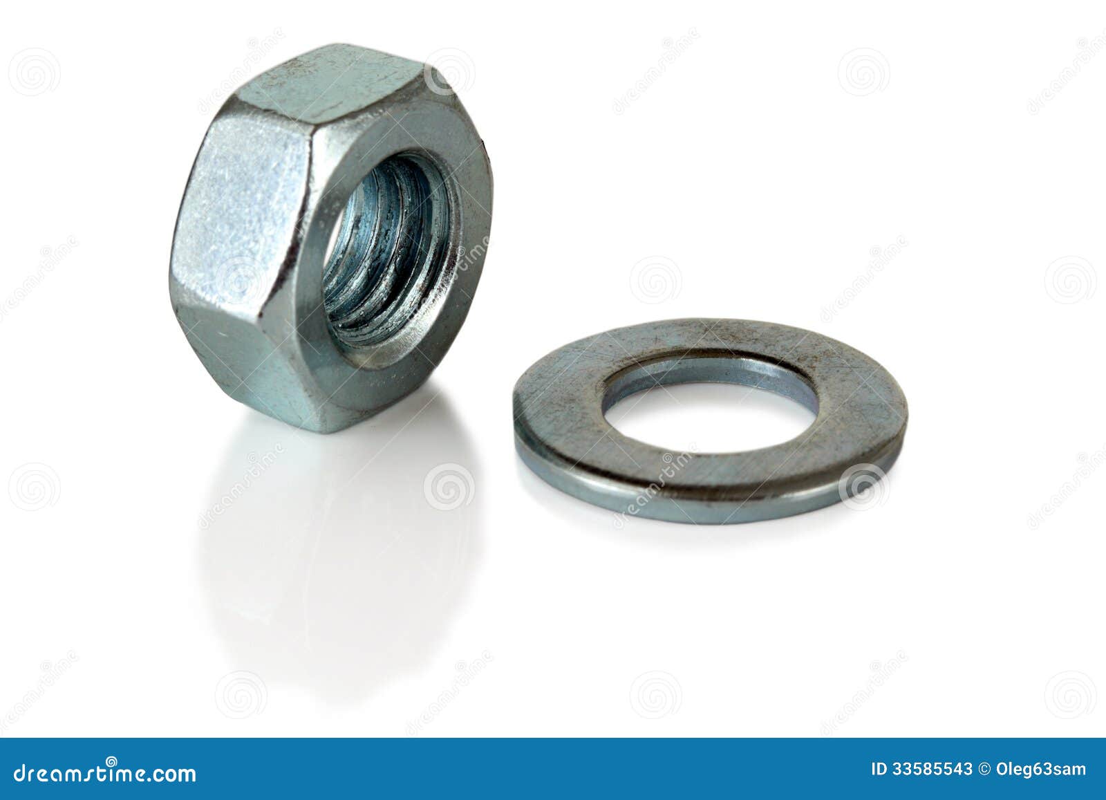 Steel nut and washer stock image. Image of objects, industrial - 33585543