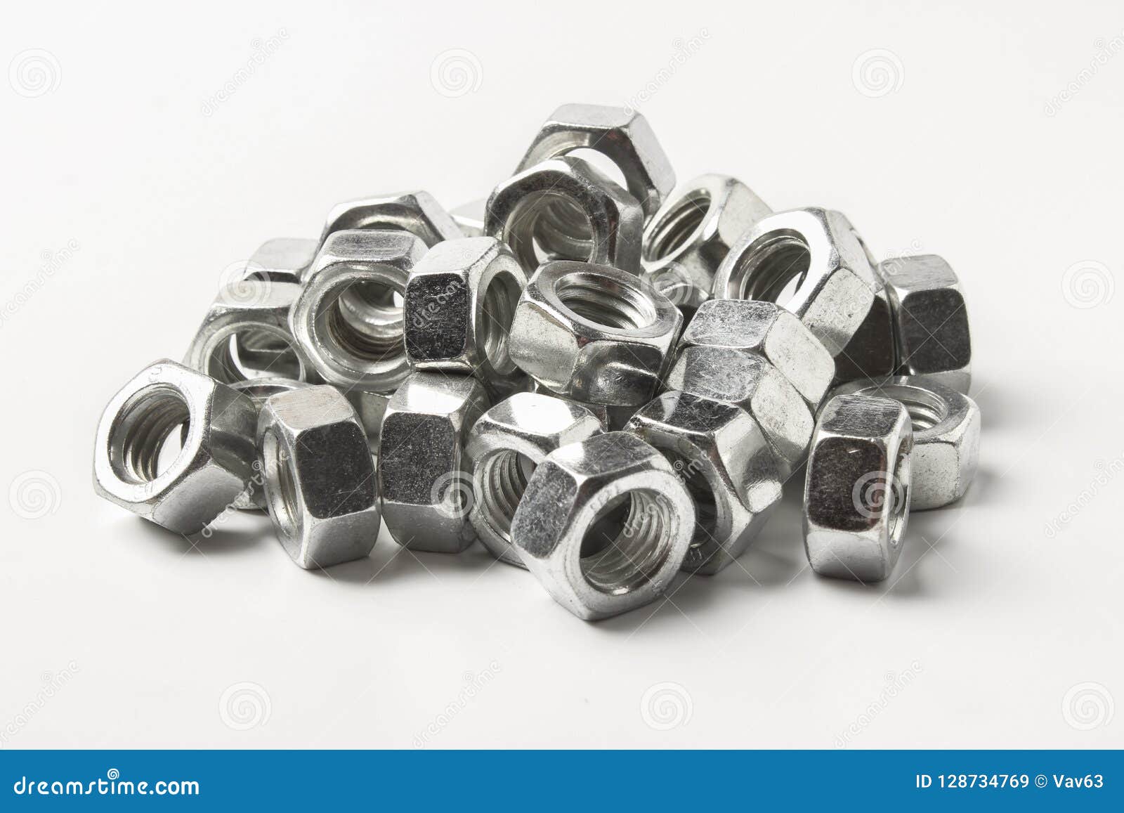 Steel nuts stock image. Image of shiny, isolated, macro - 128734769