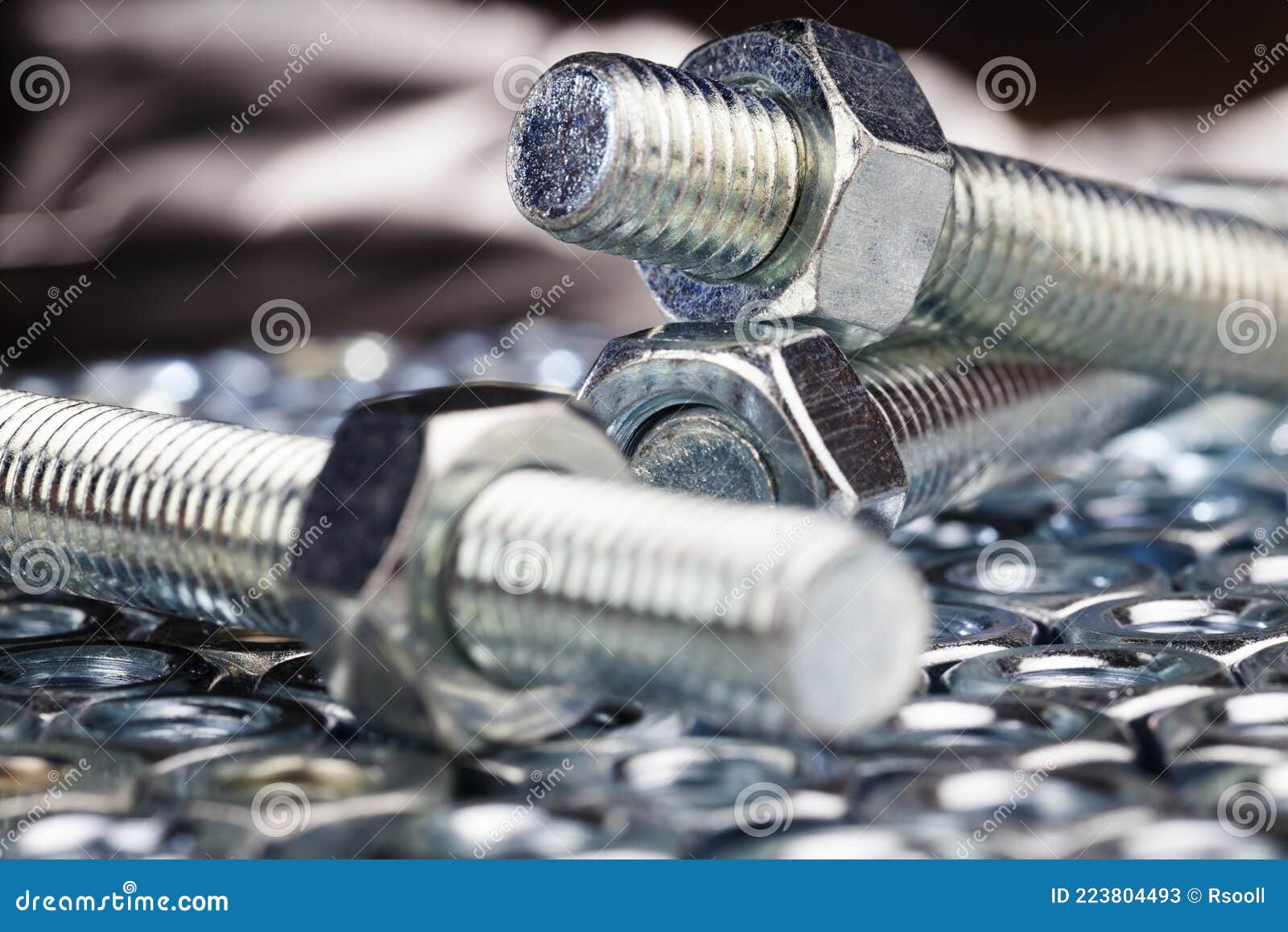 Steel Nuts for Use in Installation Stock Image - Image of chrome ...
