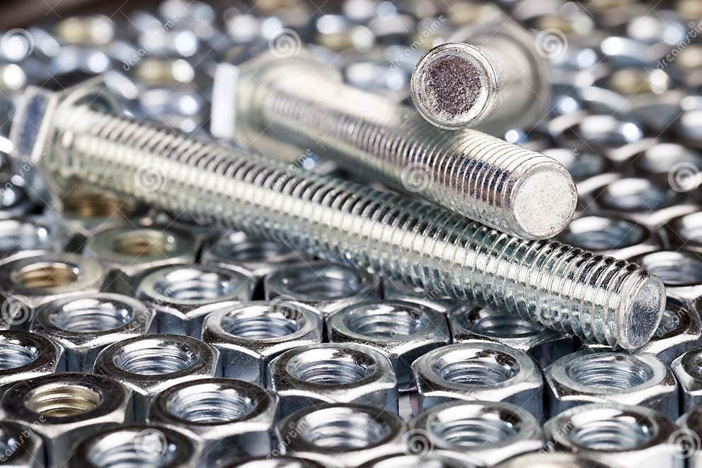 Steel Nuts for Use in Installation Stock Photo - Image of industrial ...