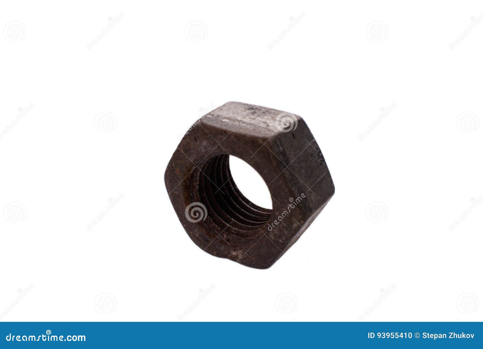 Steel Old Rusty Nut Isolated on White Background Stock Photo - Image of ...