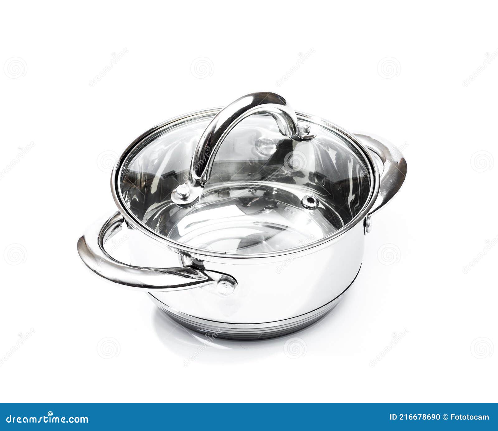 Steel Pan with a Transparent Lid Isolated on White Background Stock ...