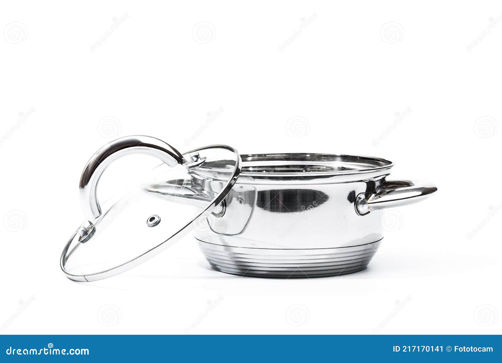 Steel Pan with a Transparent Lid Isolated on White Background Stock ...