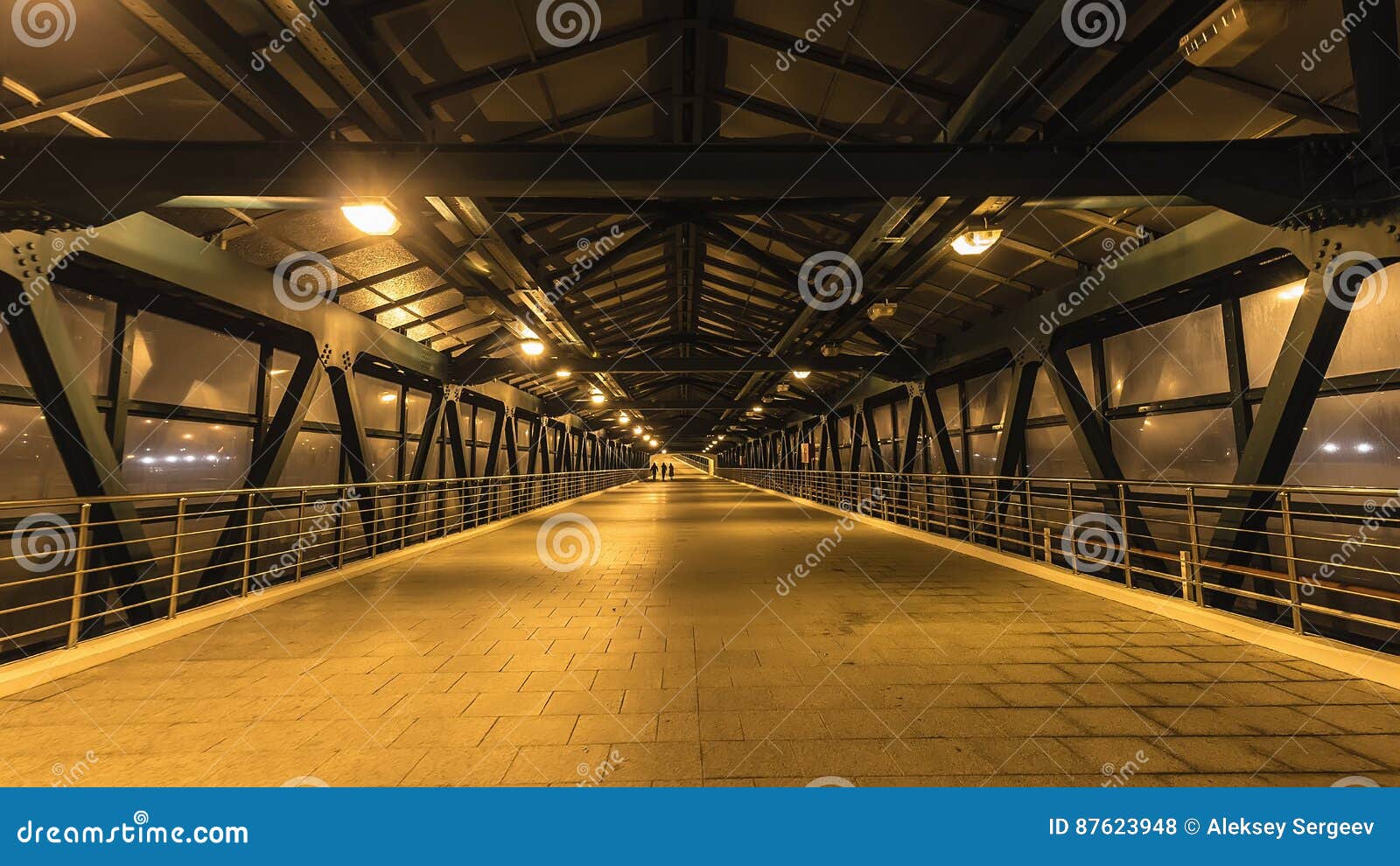 Steel Pedestrian Bridge Overpasses Highway Stock Photo - Image of ...