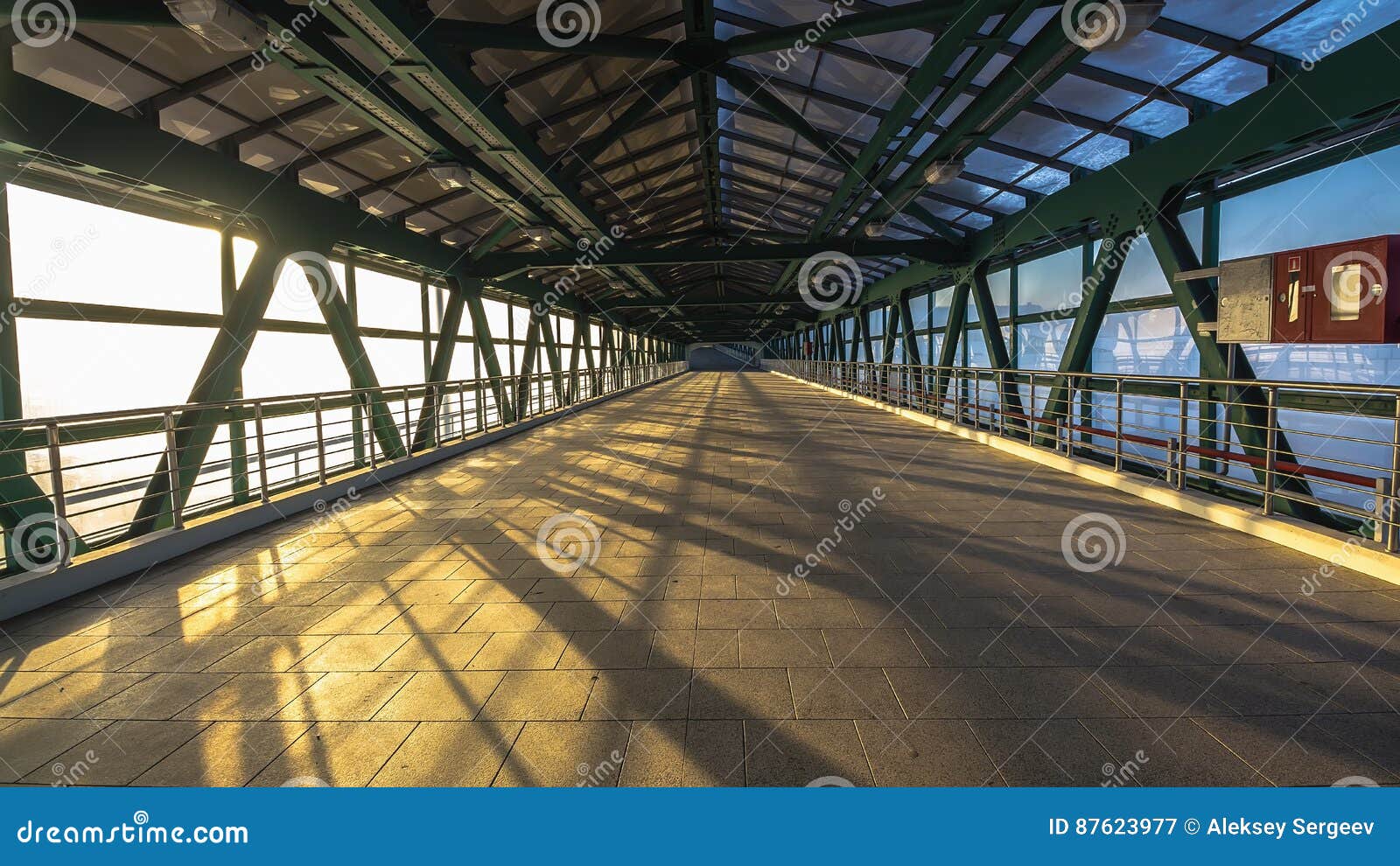 Steel Pedestrian Bridge Overpasses Highway Stock Image - Image of ...