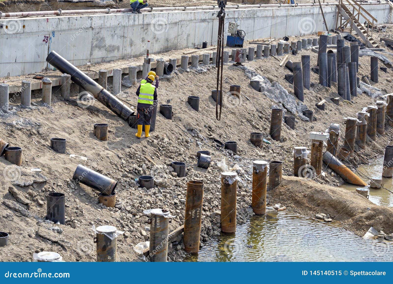 Steel Pillars for Construction Stock Image - Image of project, pole ...