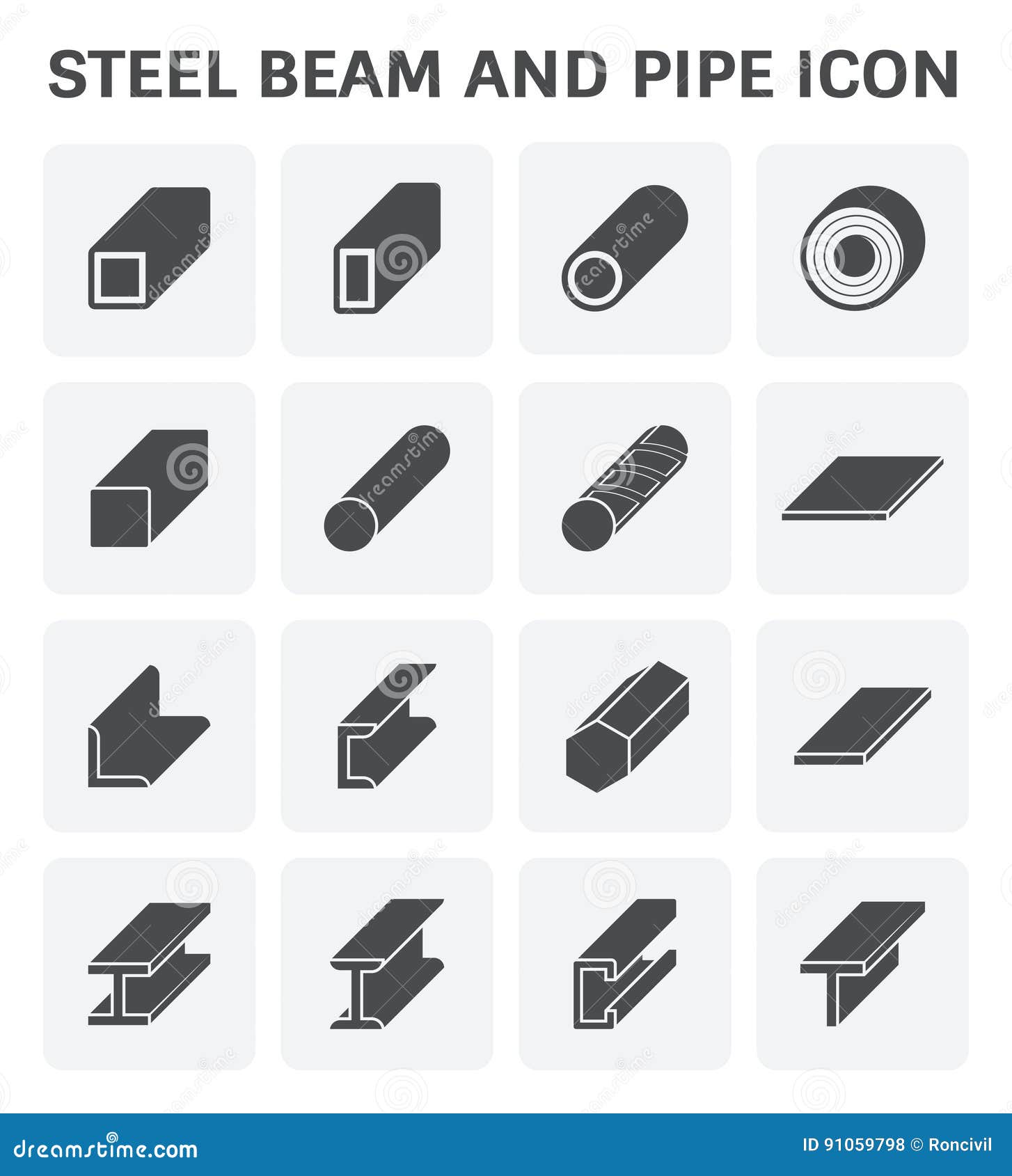 Steel Pipe Beam stock vector. Illustration of metallic - 91059798