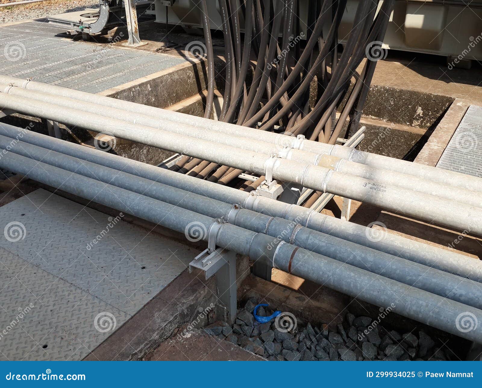 Steel Pipe and Cable Trench Stock Image - Image of installing, district ...
