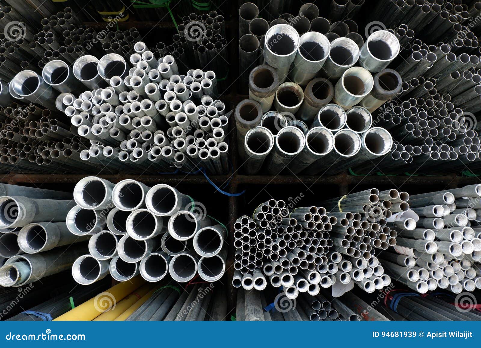 Steel Pipe Circle in Warehouse. Stock Image - Image of bundle, heap ...