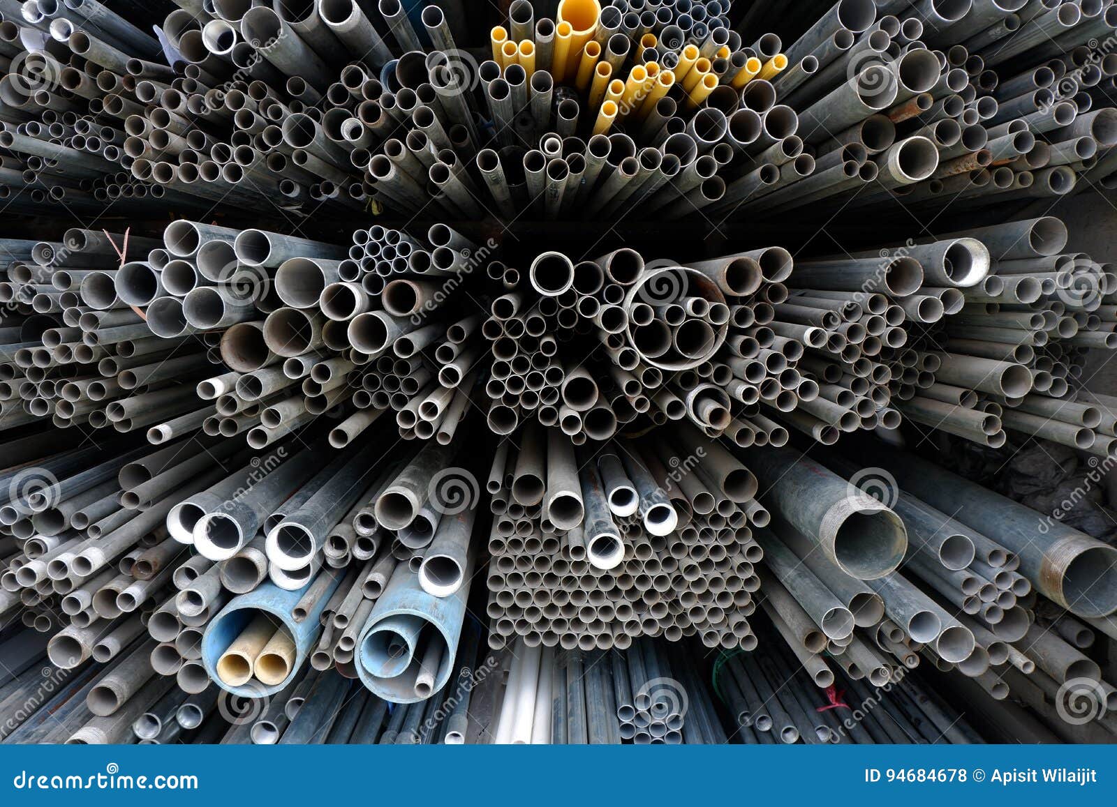 Steel Pipe Circle in Warehouse. Stock Photo - Image of industry, group ...