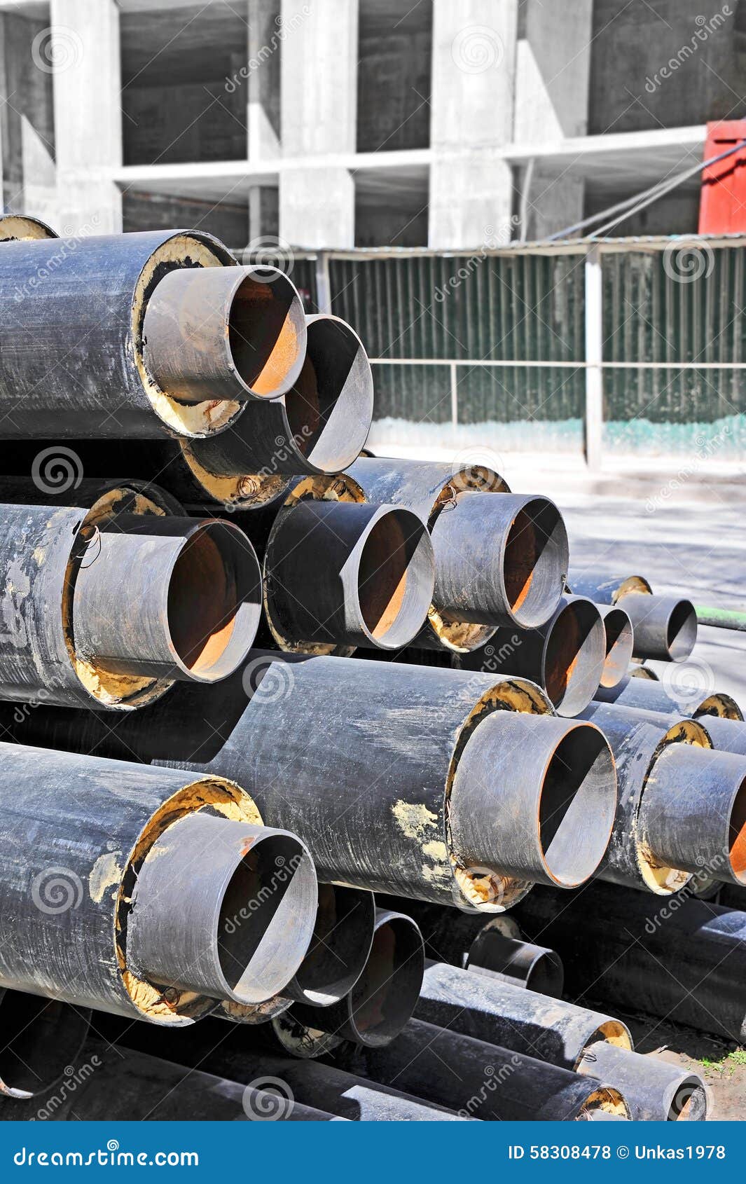 Steel Pipe with Heat Insulation Stock Photo - Image of insulation ...