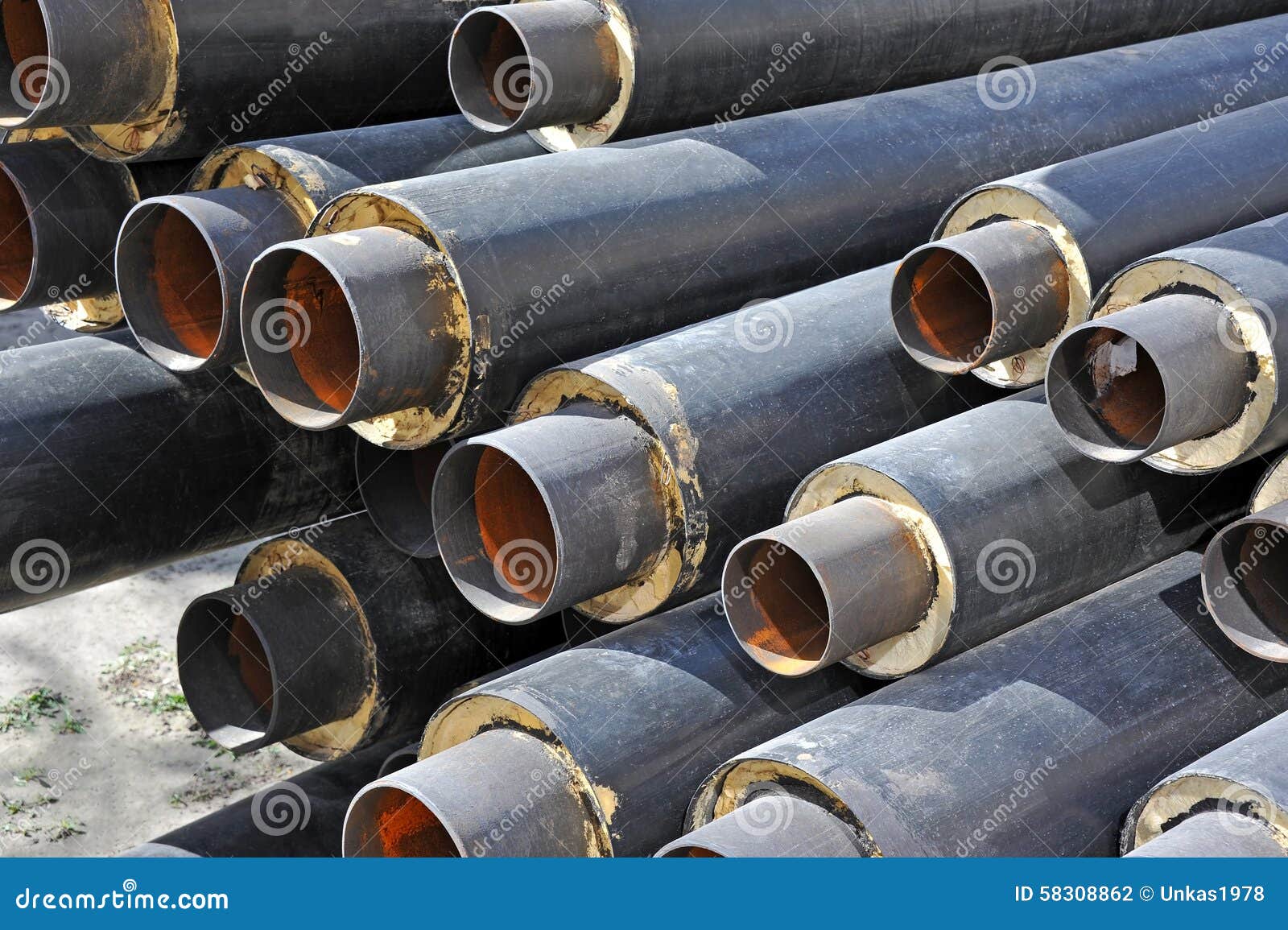 Steel Pipe with Heat Insulation Stock Photo - Image of round, pipes ...