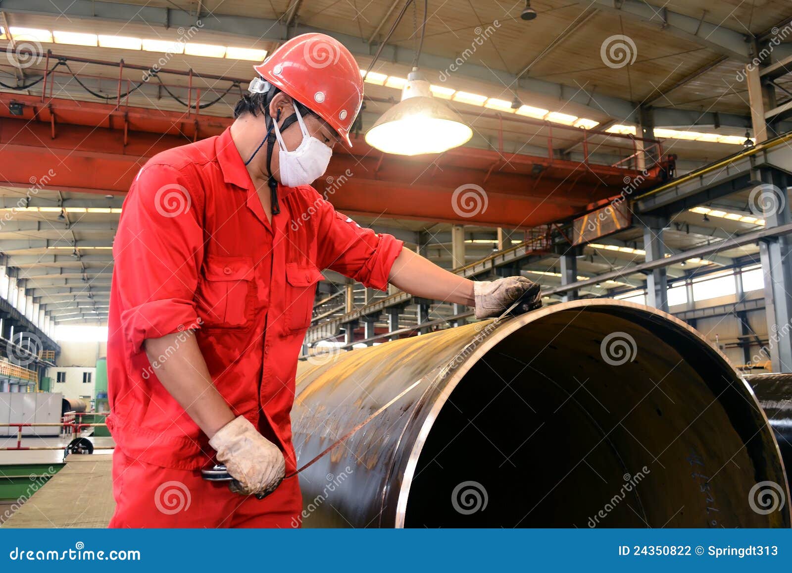 Steel pipe inspector editorial photography. Image of business - 24350822