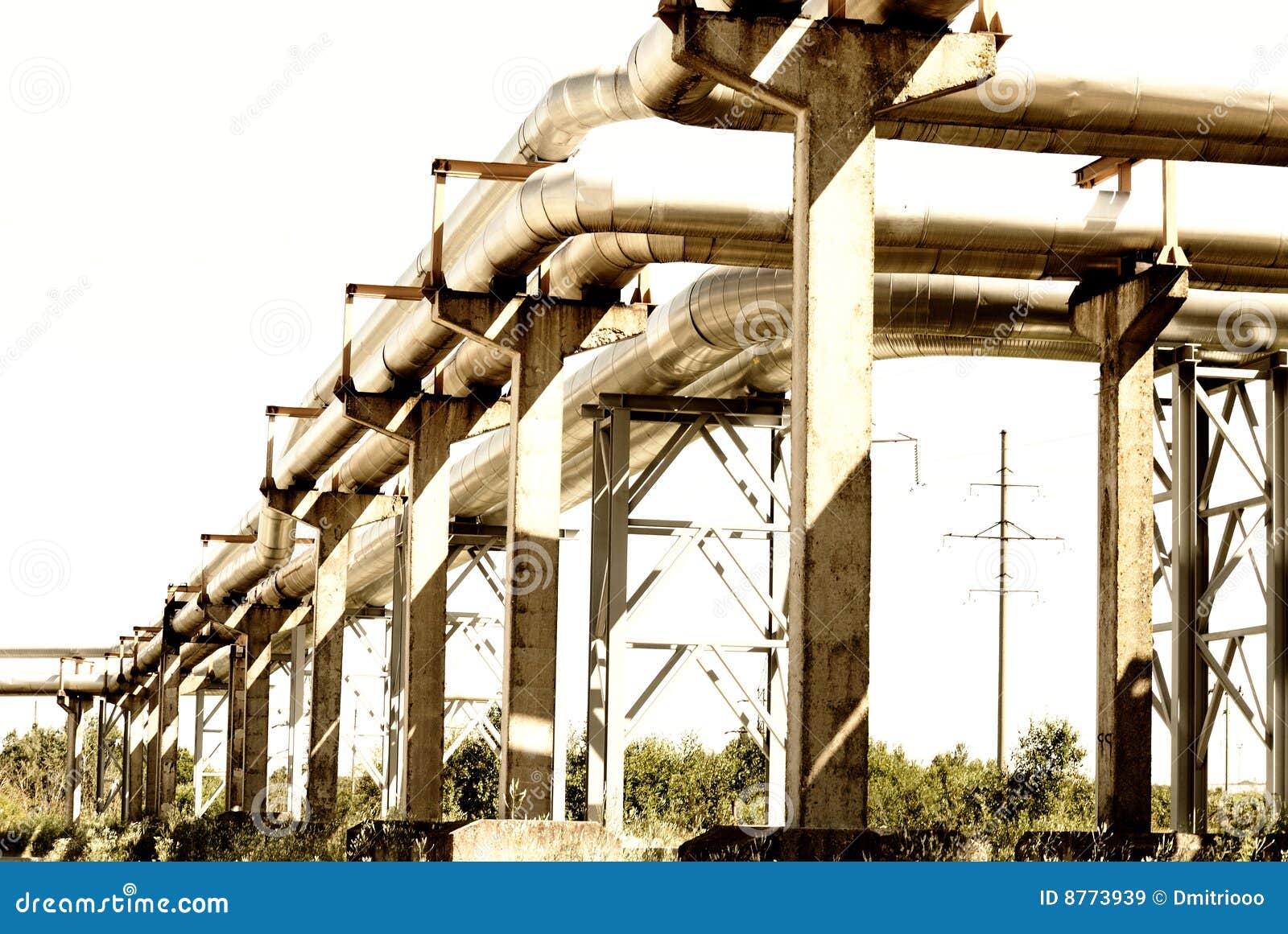 Steel Pipe-line is Photographed on Sky Background Stock Image - Image ...