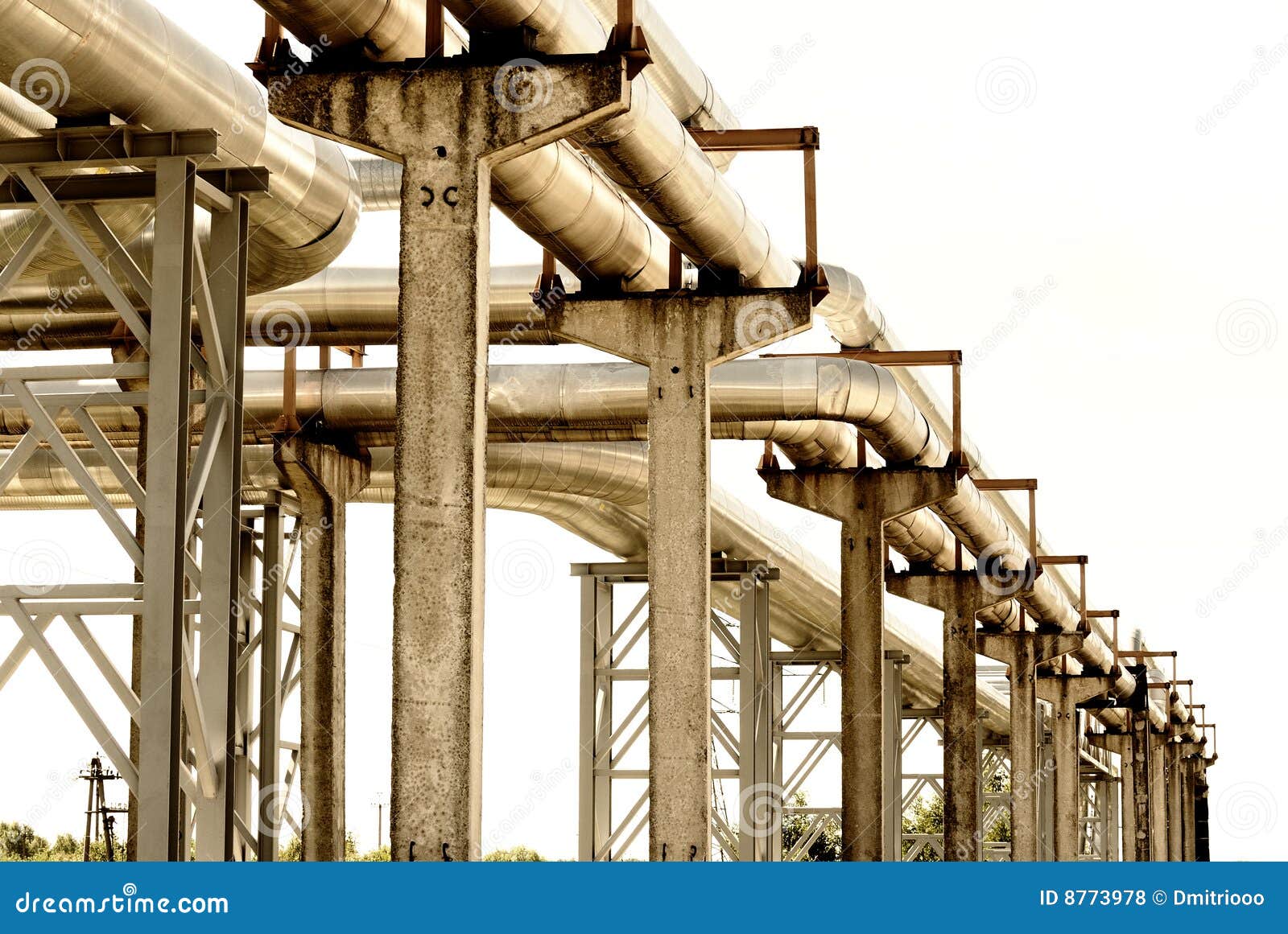 Steel Pipe-line Is Photographed On Sky Background Picture. Image: 8773978
