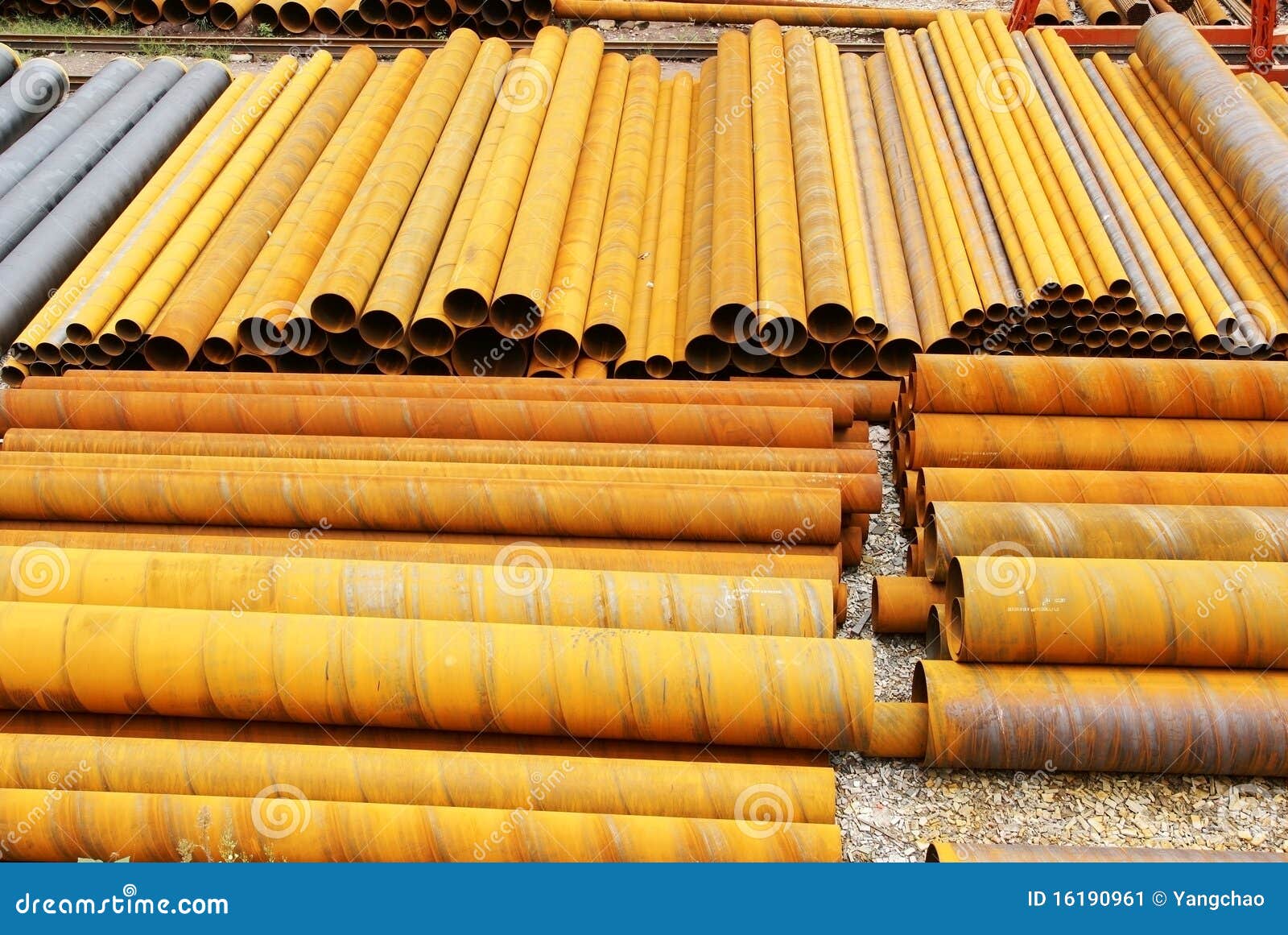 Steel Pipe in Outdoor Warehouse Stock Image - Image of tube, plant ...
