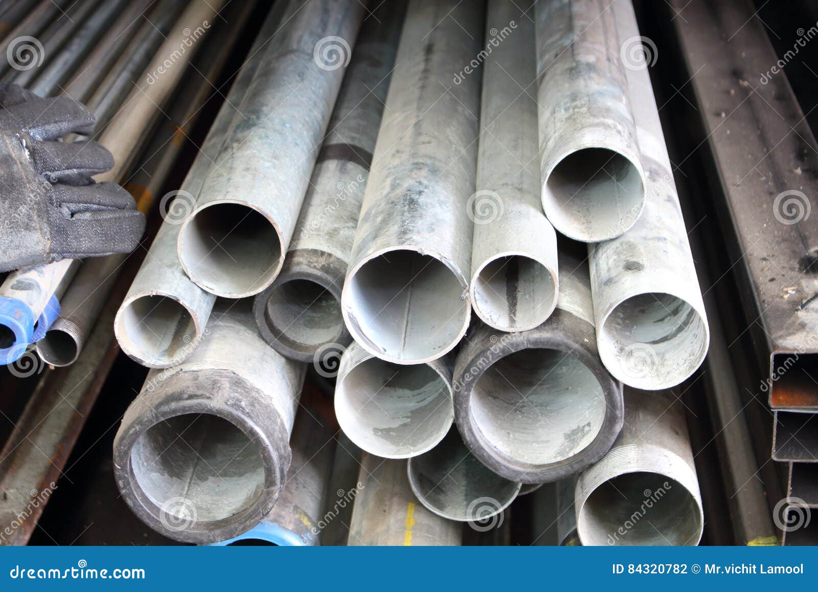 Steel Pipe Used in Industrial Applications. Stock Photo - Image of pile ...