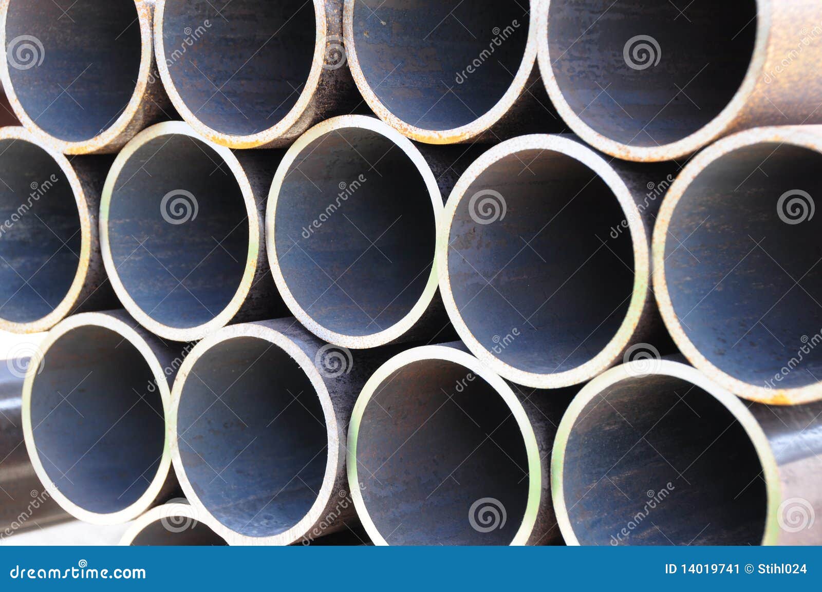 Steel pipes front view stock image. Image of large, industry - 14019741