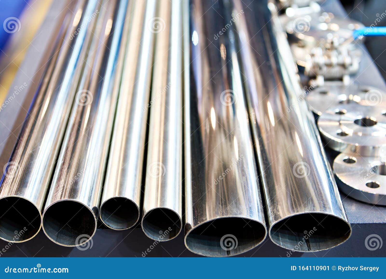 Steel pipes in stack stock image. Image of iron, round - 164110901