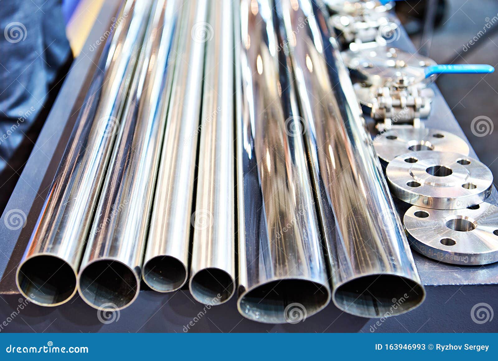 Steel pipes in stack stock image. Image of manufacture - 163946993