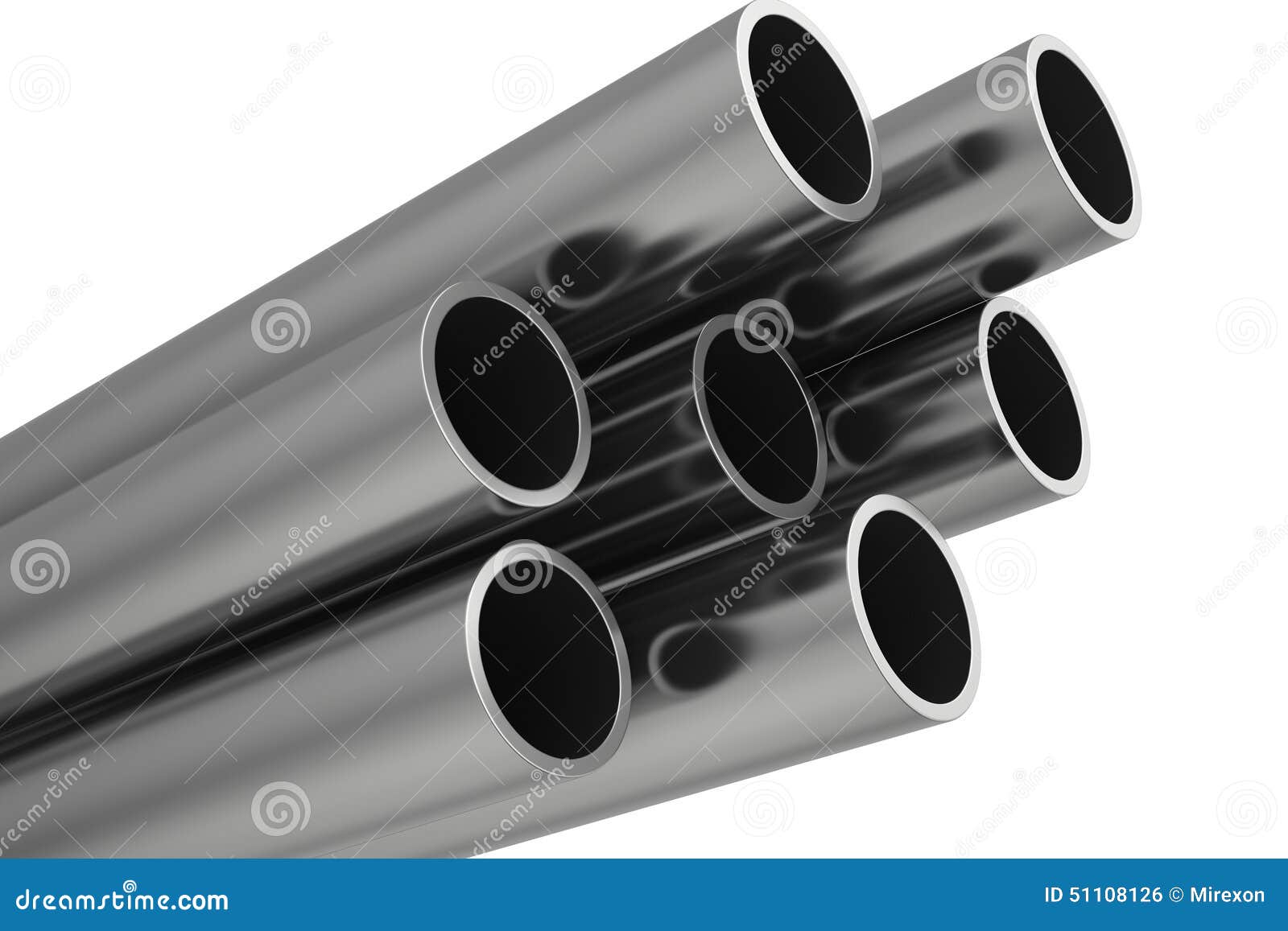 Steel Pipes on a White Background Stock Illustration - Illustration of ...