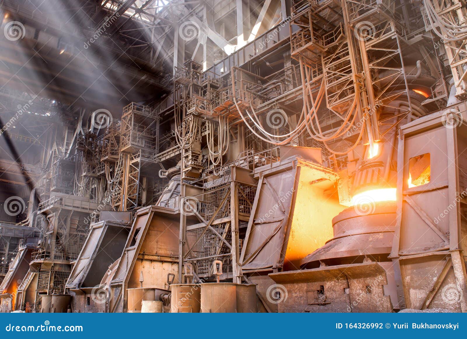 Melting of Metal in a Steel Plant. Metallurgical Industry Stock Photo ...