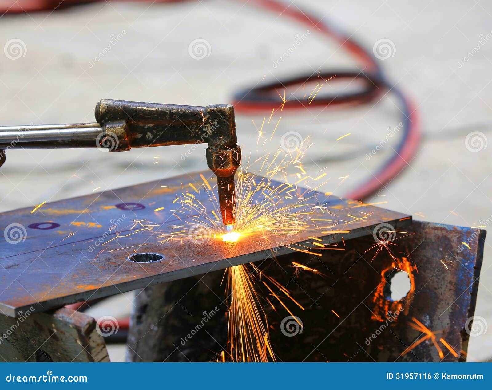 Steel plate cutting stock photo. Image of manual, blue - 31957116