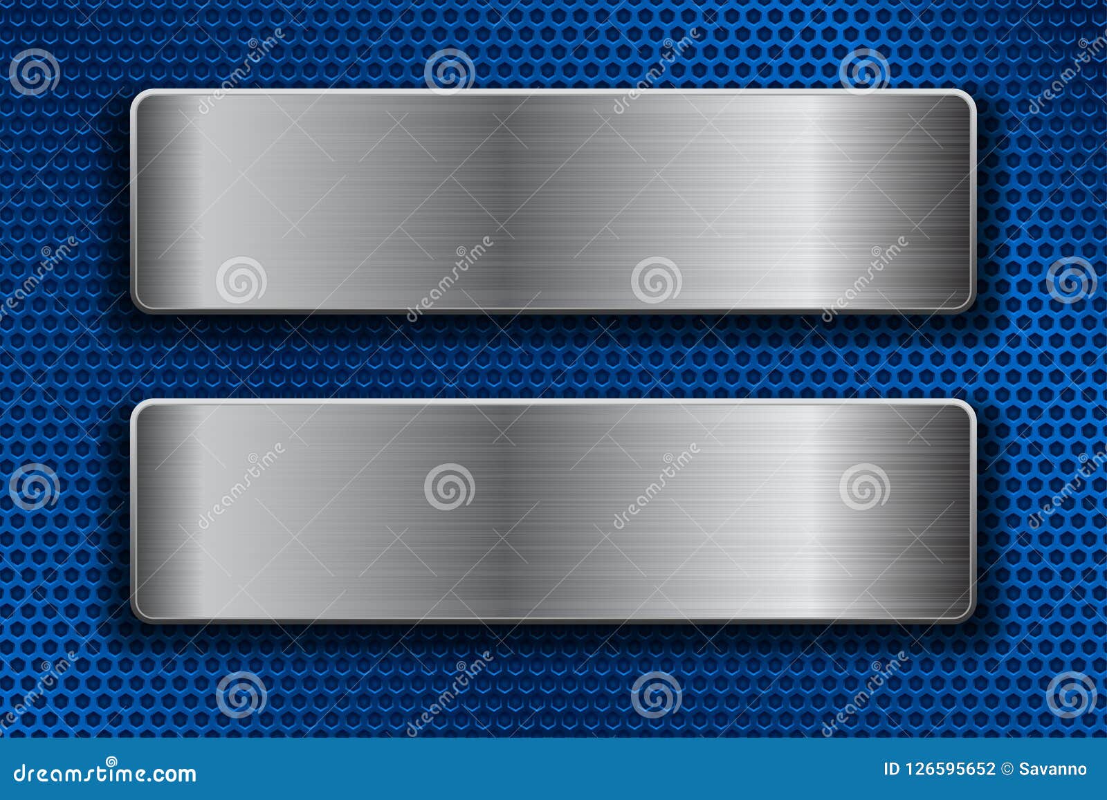 Steel Plates on Blue Metal Perforated Background Stock Vector ...