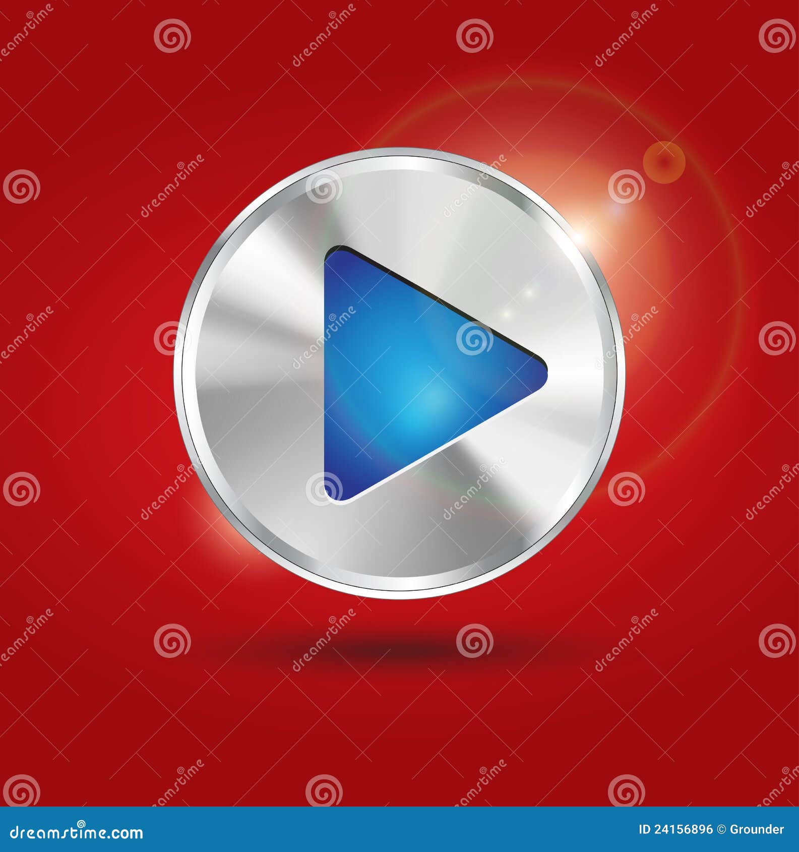 Steel Play Button with Reflexion Stock Illustration - Illustration of ...