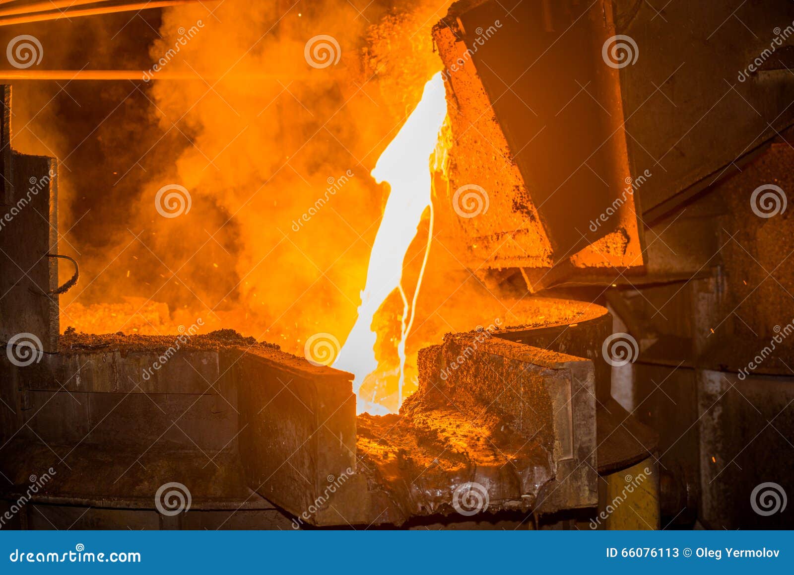 Steel pouring stock image. Image of crucible, furnace - 66076113