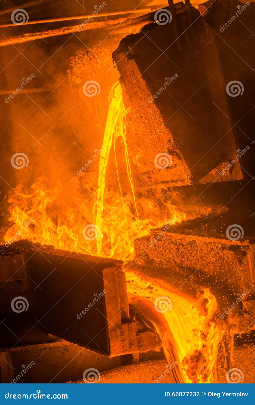 Steel pouring stock photo. Image of create, glowing, fiery - 66077232