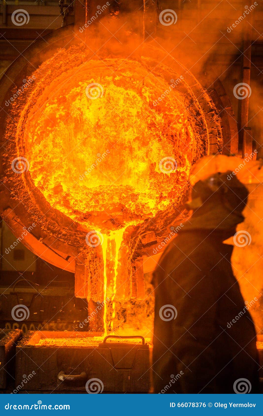 Steel pouring stock photo. Image of create, flow, flame - 66078376