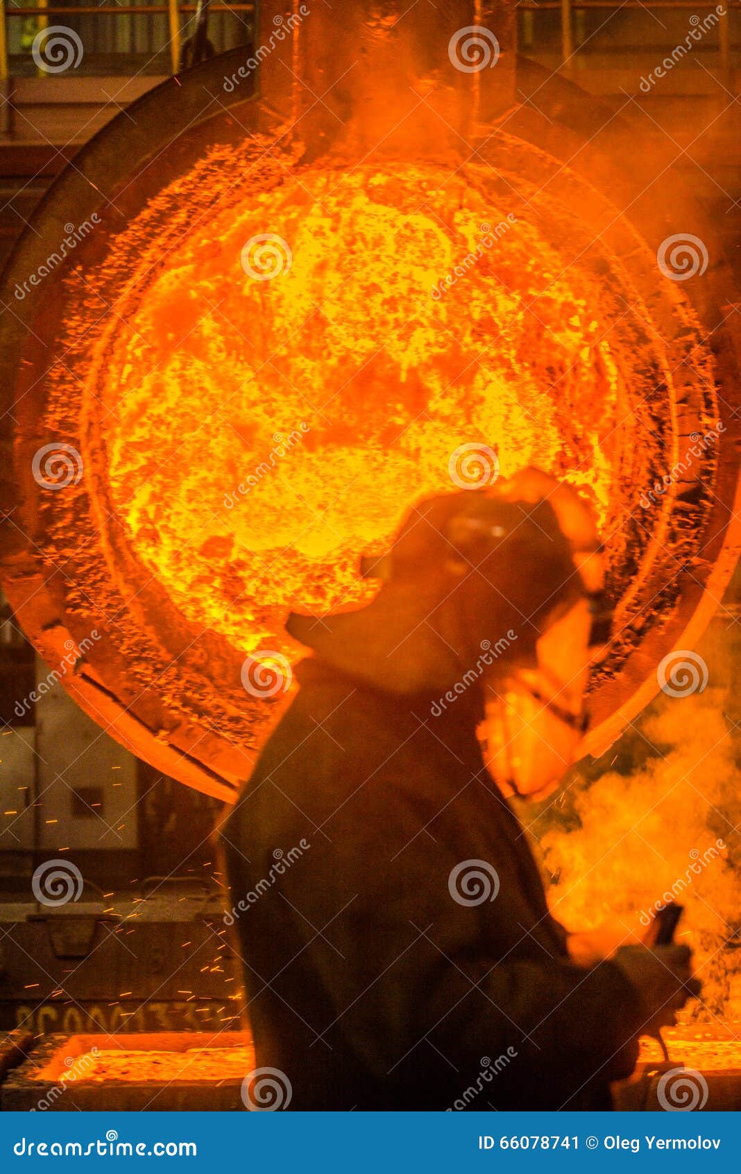 Steel pouring stock image. Image of heavy, ironworks - 66078741
