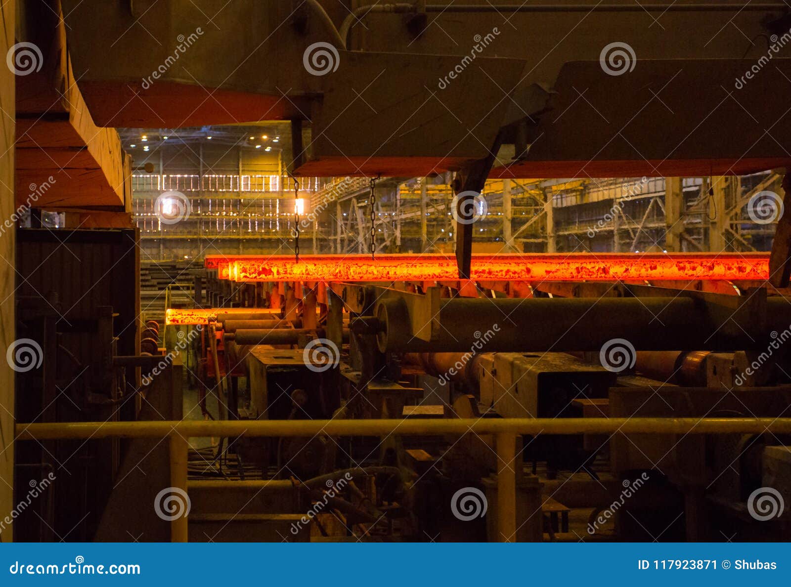 Steel Production, Metal Construction Plant. Metal Rolling Process Stock ...