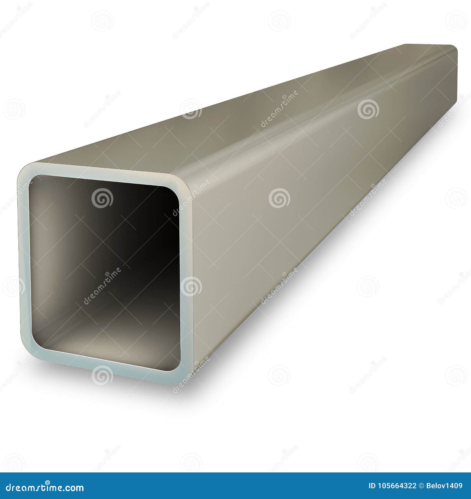 Steel profile pipe stock illustration. Illustration of white - 105664322