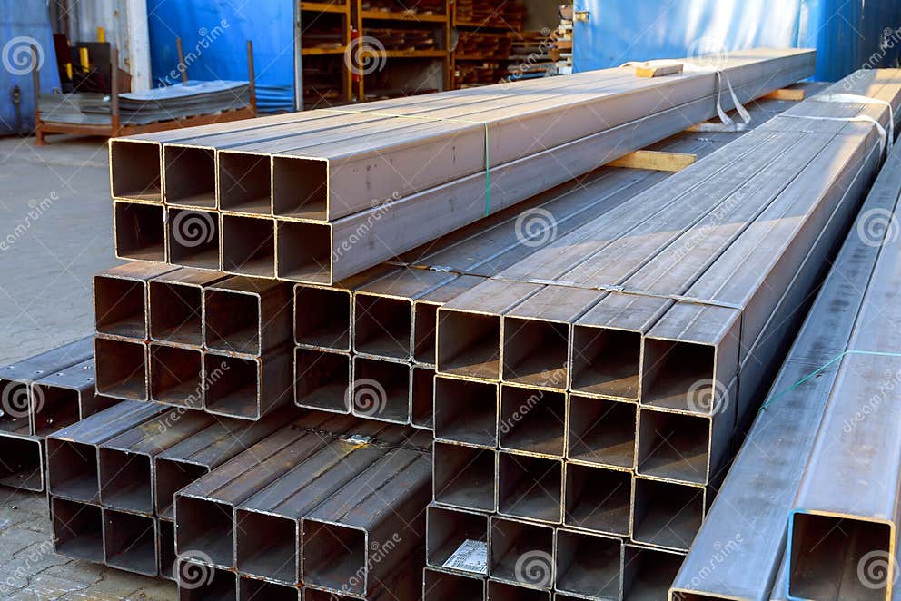 Steel Profile Pipe of Rectangular Section in Bundles. Metal Rolling ...