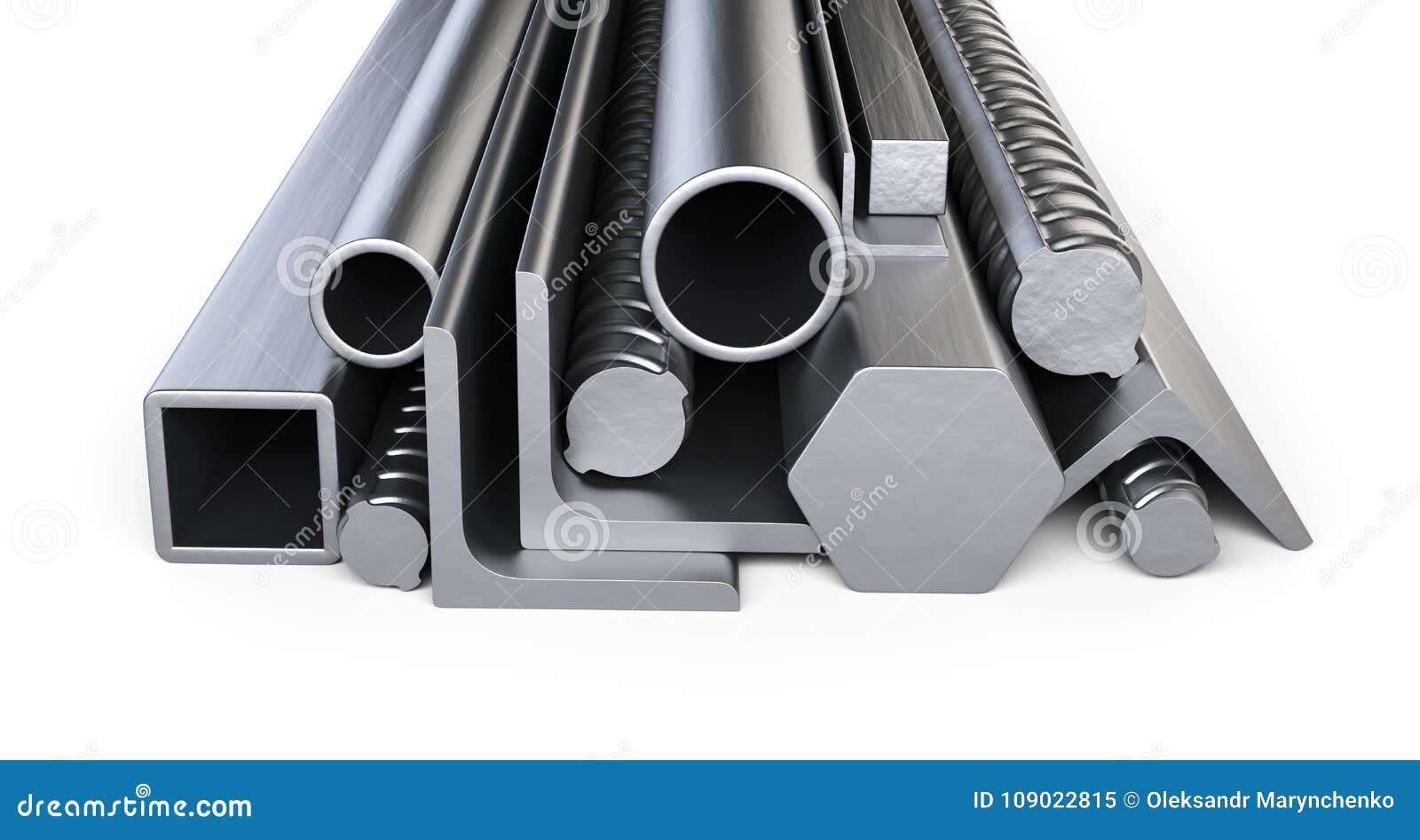 Steel Profiles and Pipes Stack. Warehouse for Construction Mater Stock ...