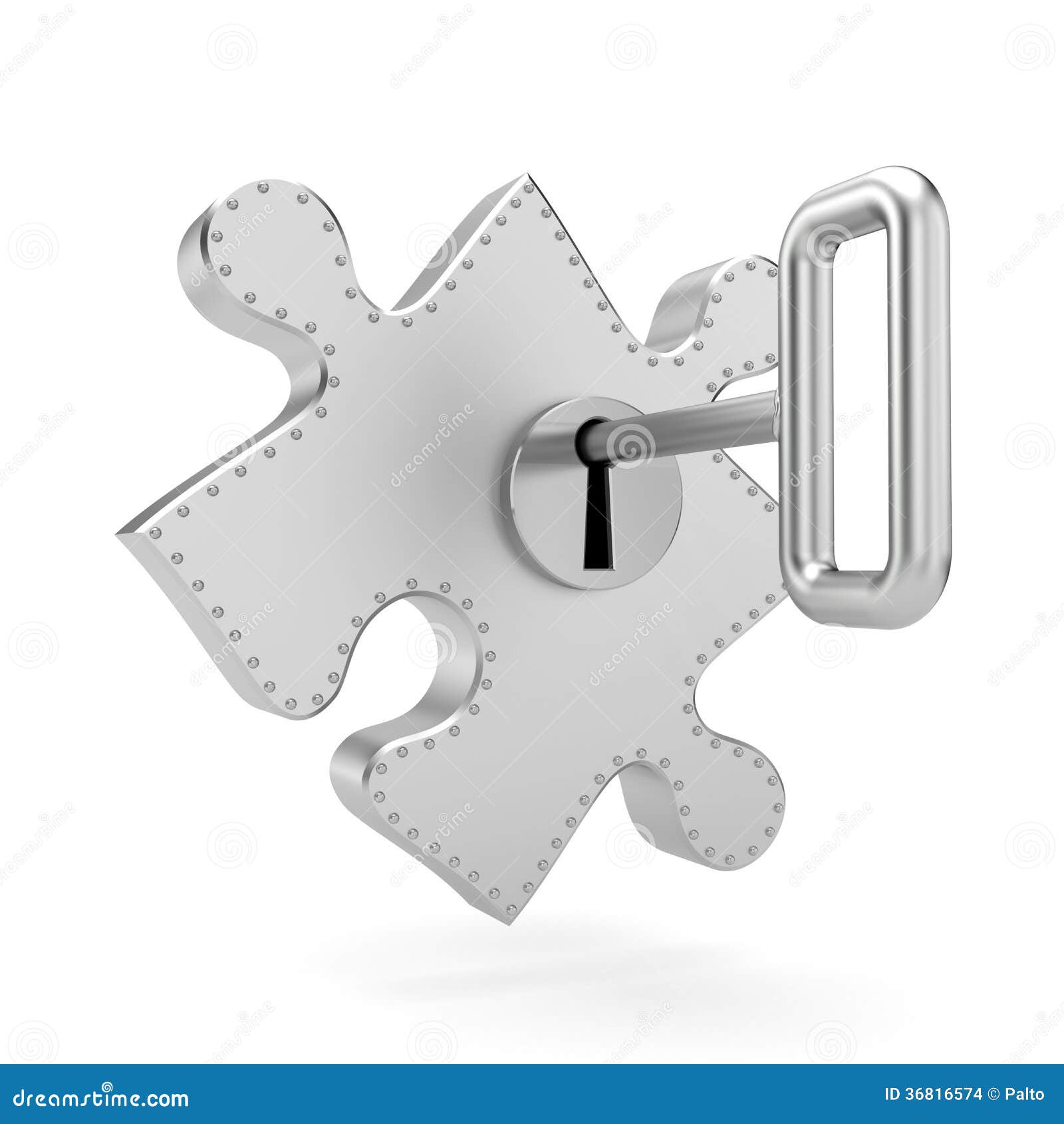 Steel puzzle with key stock illustration. Illustration of connect ...