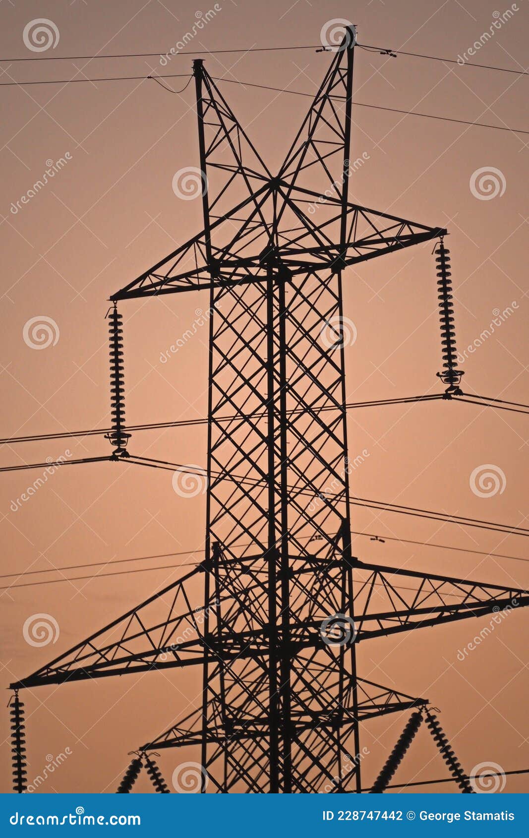 STEEL PYLON SUPPORTING HIGH VOLTAGE LINES Stock Photo - Image of ...