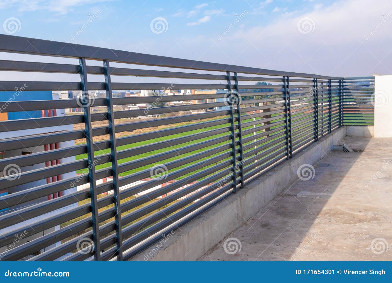 Steel Railing on the House Traces Stock Image - Image of building ...